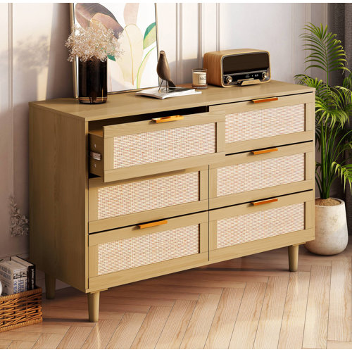 Bayou Breeze Annayah 6 Drawers Rattan Dresser Rattan Drawer | Wayfair